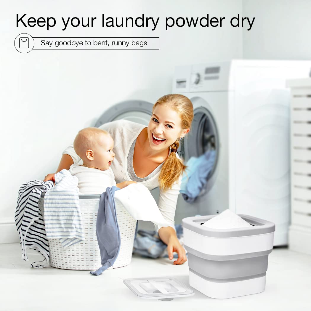 Conworld Laundry Detergent Container, Laundry Powder Dispenser with Scoop for Laundry Room Décor and Accessories, Space Saving Laundry Room Organization and Storage, Gray