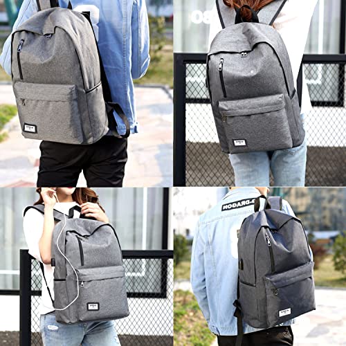 AOPUN Laptop Backpack Travel Business Waterproof Backpack with USB Charging Port, Suitable for Travel, Camping, Business (Grey)