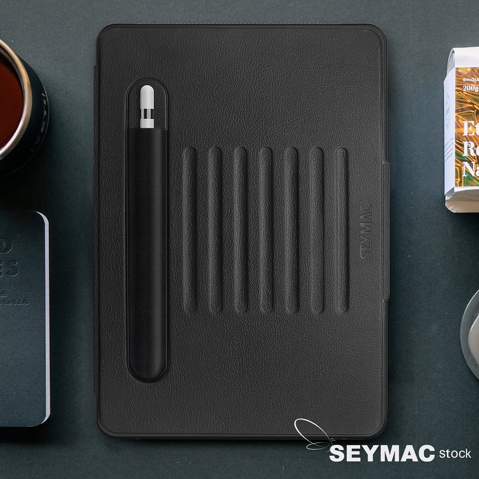 SEYMAC stock Case for iPad 9th/8th/7th Generation 10.2'', Strong Magnetic Auto Sleep Shockproof Case with Absorbing Multi-Angles Stand, Pen Holder, Card Slot (Black)