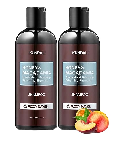 KUNDAL Natural Hair Shampoo Set [Fuzzy Navel] Ultimate Damage Hair Repair Strengthen, Nourish dry, with Honey, Argan Oil, Macadamia Oil, Free Sulfate 600ml(20.3 Fl Oz)