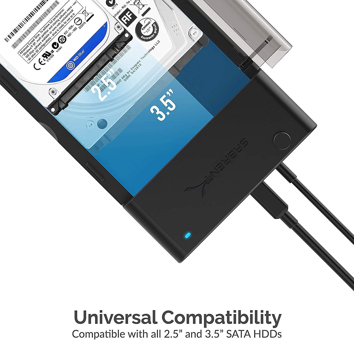 USB 3.0 Extension Cable A Male to A Female [Black] 3 Feet+ USB 3.0 to SATA External Hard Drive Lay Flat Docking Station for 2.5 or 3.5in HDD, SSD