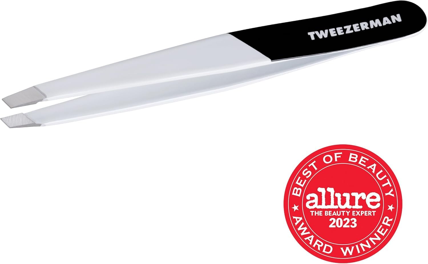 Tweezerman Stainless Steel Slant Tweezer - Eyebrow Tweezers for Women and Men (Midnight Strike)