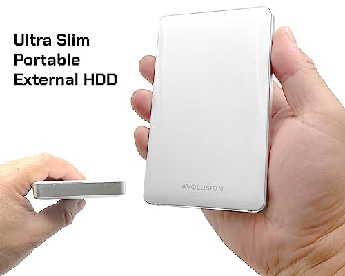 Avolusion T1 Series 2TB USB 3.0 Portable External Hard Drive for PC, Mac, Playstation & Xbox (White) - 2 Year Warranty