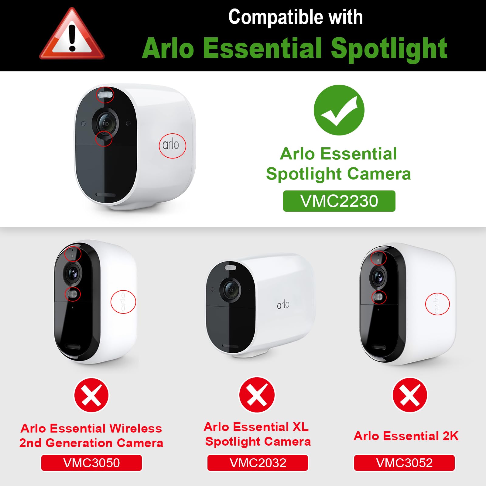 CaseBot Silicone Skins Compatible with Arlo Essential Spotlight Camera (1st Generation, VMC2230), 3 Packs Durable and Weatherproof Protective Silicone Case Cover, White