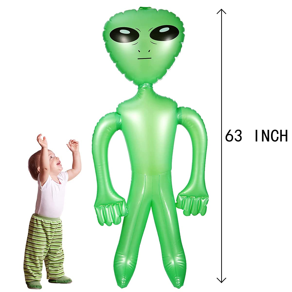 63 Inch Giant Inflatable Alien Blow Up Alien Green Alien Inflate Toy for Party Decorations, Birthday, Alien Theme Party Decoration (Green)