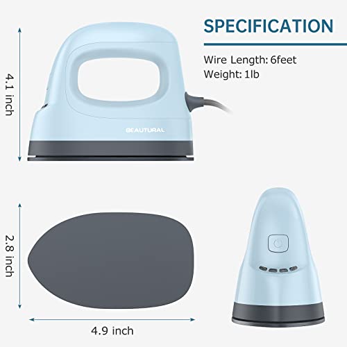 BEAUTURAL Mini Heat Press Machine, Easy to Use for T-Shirts, Shoes, Hats, Bags and Small HTV Vinyl Projects Transfer, 4 Heat Settings & Precision Tip, Ceramic Coated Heating Plate, 120V