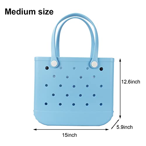 futaiphy Medium Beach Bag Rubber Tote Bag, Durable Open Tote Bag with Holes for Sports Beach Pool Sports