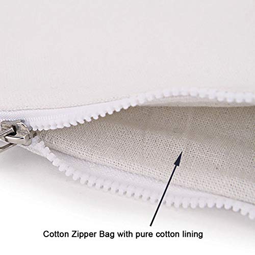 YINGKOR Cotton Canvas Zipper Cosmetic Bag Makeup Bags Tool Organizer with Cotton Lining 20x28cm, White, 7.87x11.02 inches, 20x28cm, Pack of 2