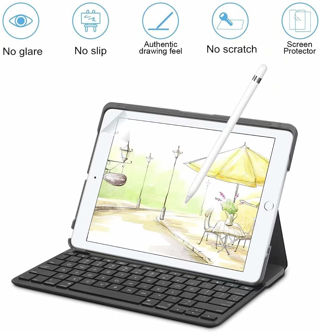XIRON Paper Screen Protector Compatible with iPad 6th/5th Generation (9.7-Inch,2018/2017), iPad Air 1,iPad Air 2,iPad Pro 9.7 inch, Matte PET Film Anti-Glare Screen Protector for Drawing, Writing