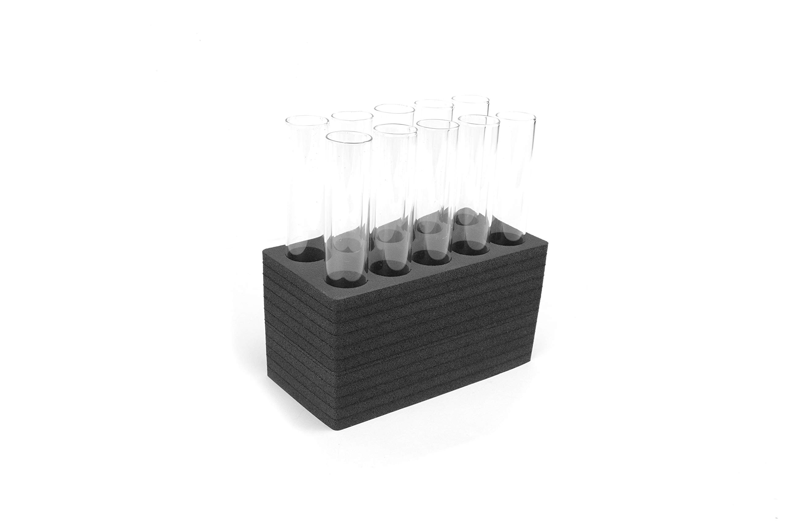 Polar Whale Test Tube Organizer Black Foam Storage Rack Stand Transport Holds 10 Tubes Fits up to 30mm Diameter Tubes