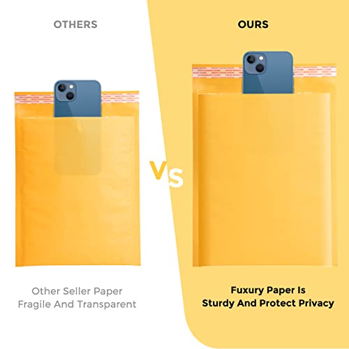 Fuxury Kraft Bubble Mailers 8.5x12 Inch 25 Pack, Strong Adhesion Padded Envelopes #2,Self Seal Bubble Envelopes, Padded Mailers,Book Mailers Packaging for Small Business,Yellow