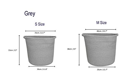 Grey-Clothes Basket with Handles, Laundry Basket, Hampers for Laundry, Grey Rope Basket Grey, Woven Blanket Basket, Toy Baskets, Floor Basket, Towel Basket, Environmental Protection Material