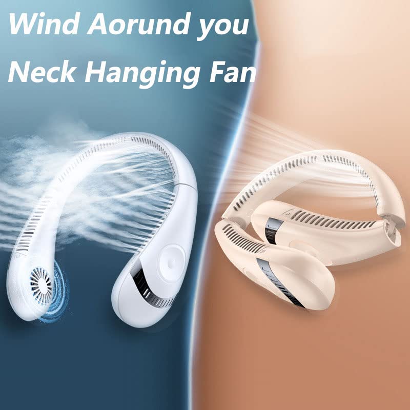 bahilok Hanging Neck Fan Foldable Summer Air Cooling Portable USB Rechargeable Bladeless Mute Fans for Outdoor Sports,5000mAh (pink)