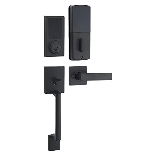 Amazon Basics Grade 3 Electronic Touchscreen Deadbolt Door Keypad Lock With Handleset, Matte Black, 133mm H Uppper x 294.5mmL lower