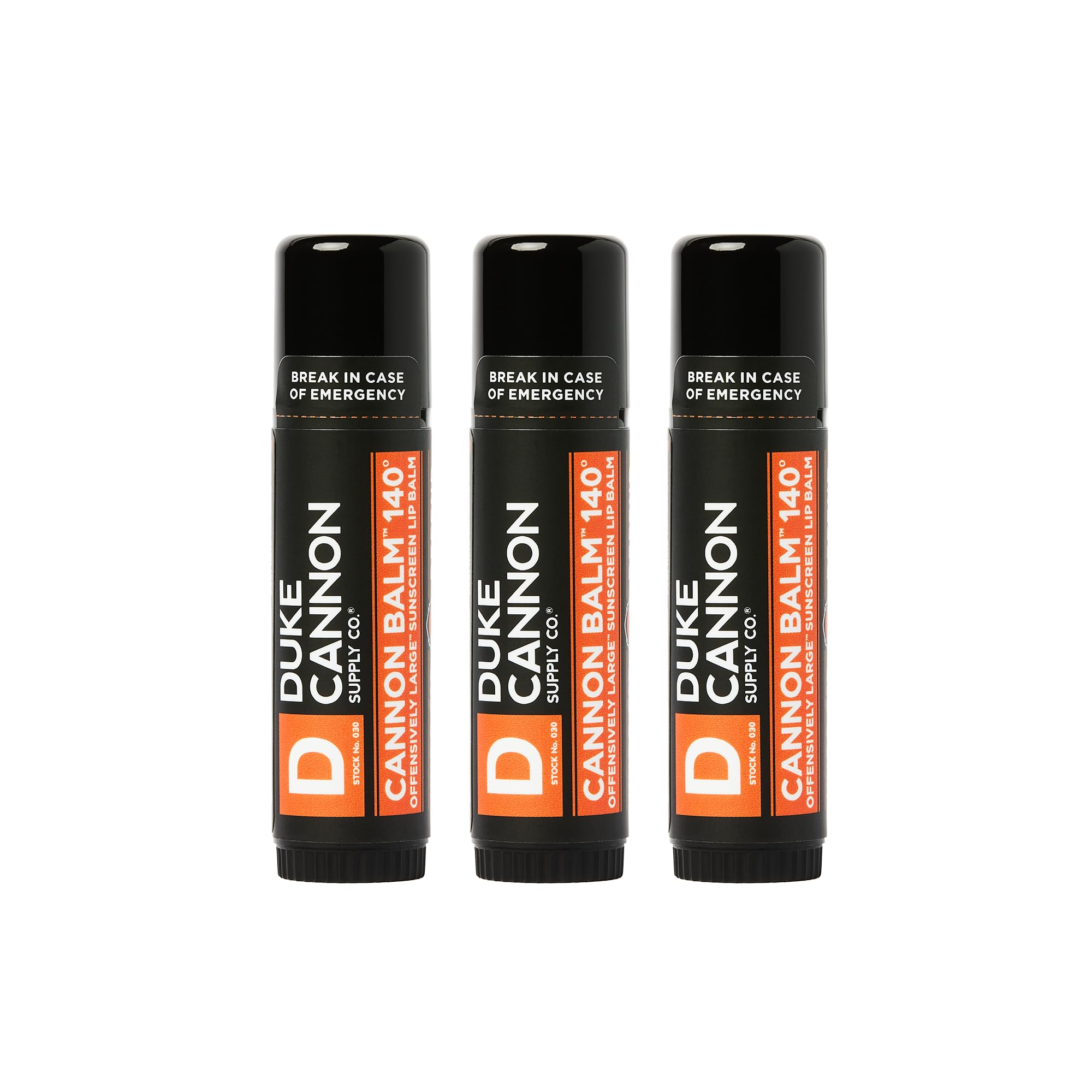 Duke Cannon Supply Co. Tactical Lip Protectant Cannon Balm 140° - (Blood Orange Mint Flavored) Superior Performance, SPF 30, Lip Balm for Hard Working Men, 0.56oz (3 Pack)
