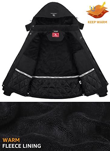 CAMEL CROWN Men's Winter Ski Jackets Warmth Coat Waterproof Detachable Hood Windproof Fleece Lined for Mountain Snow