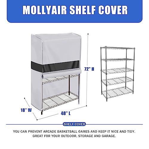 MOLLYAIR Wire Rack Cover, Suitable for Shelf 48X18X72in, Storage Shelf Unit Cover Used to Cover Sundries, Only Silver Black Cover