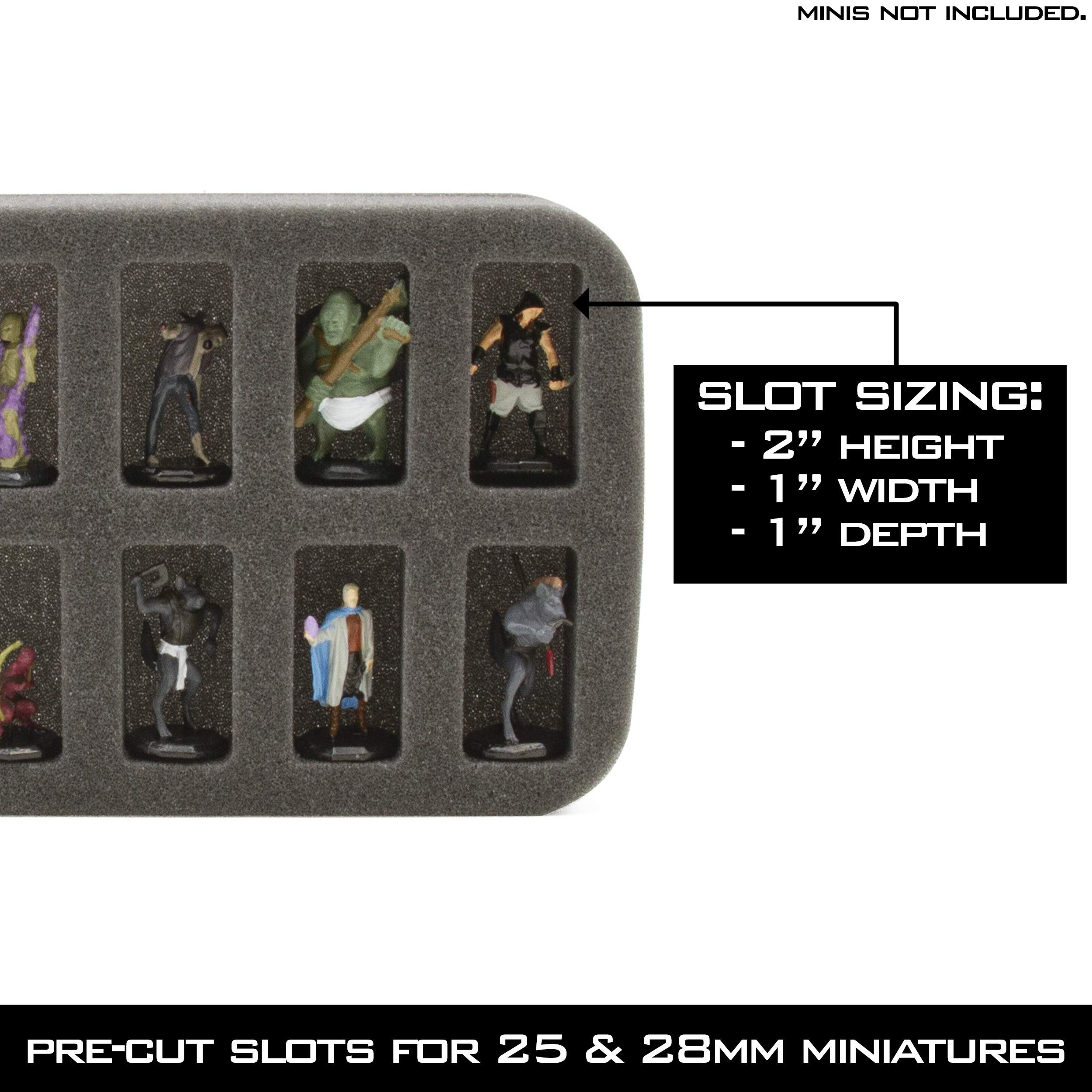 CASEMATIX Miniature Storage Hard Shell Figure Case - 30 Slot Figurine Carrying Case with Adjustable Shoulder Strap and Accessory Storage for Warhammer 40k, DND and More, Red