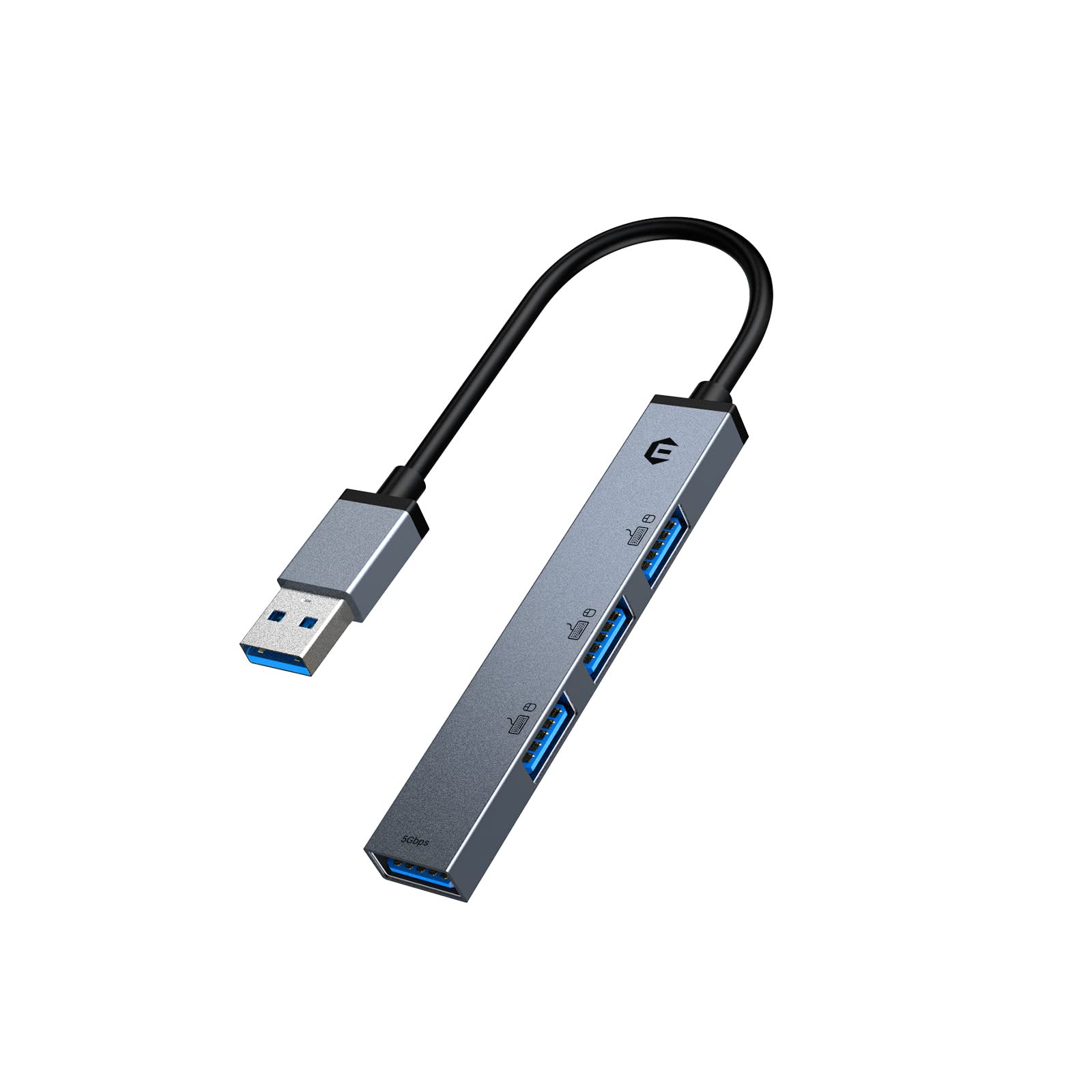 4 Port USB Hub, USB Hub Splitter with USB 3.0 Port and 3 x USB 2.0 Ports, Super Fast Ultra Thin Mini USB Adapter Compatible with Laptop, PC, Keyboard, Windows, Mac OS, Linux System