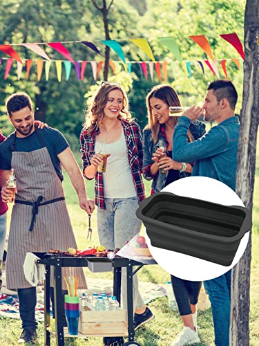ANPHSIN 2pcs Silicone Grease Cup Liners for Blackstone, Reusable Foldable Grill Drip Pan Liners, Grease Catchers Trays Compatible with Blackstone 36/30/28/22/17inches Griddle (Black 8 x 4 x 3 in)