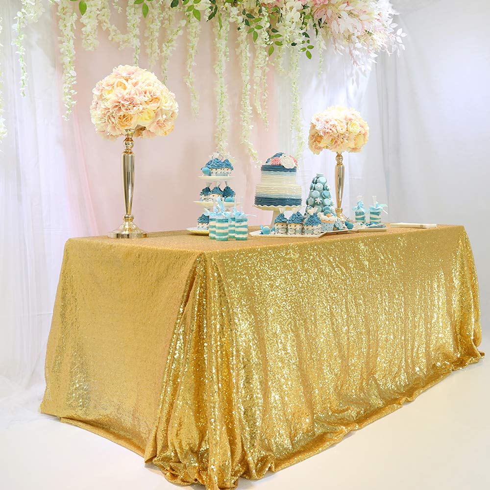 BalsaCircle TRLYC Fathers'Day Gift Sparkly Gold Sequin Tablecloth for Party-72x72Inch