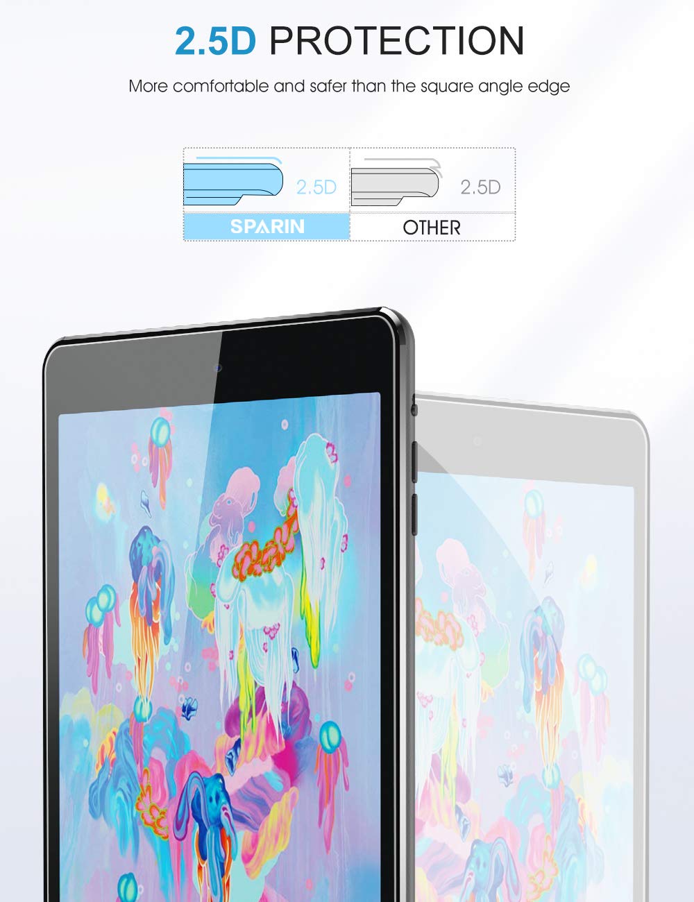 SPARIN 3 Pack Glass Screen Protector Compatible with iPad 6th 5th Generation 9.7 inch/iPad Air 2, Tempered Glass, Alignment Frame