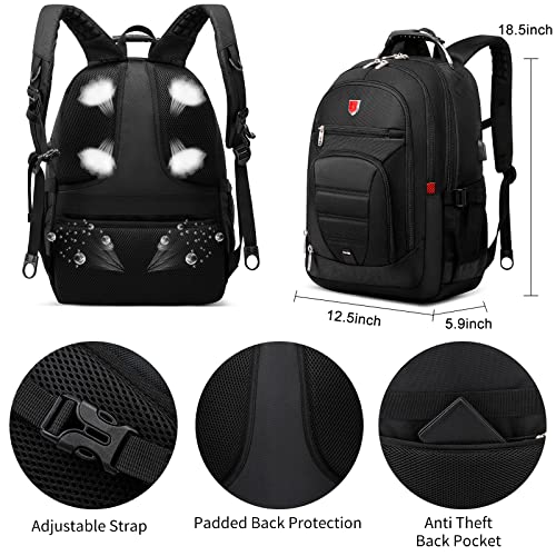 aocrin YH&GS Laptop Backpack, Business Travel Laptops Backpackfor for Men Women, Work Laptop Backpack Fits 15.6 Inch with USB Charging Port, Black