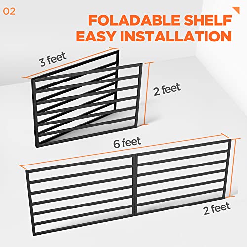 ORASANT 2-Pack 6x2FT(72x24IN) Heavy Gauge Steel Large Garage Wall Shelving Loading 1,600 lbs, Whole-Piece Foldable Heavy Duty Garage Shelving Wall Mounted, Garage Organization Shelves Floating Shelves