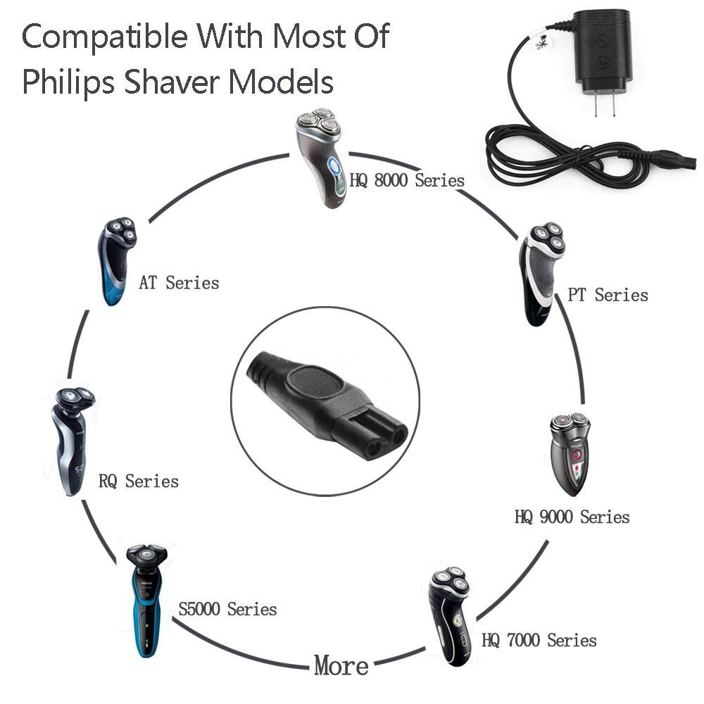 USonline911 Charger for Philips Norelco-HQ8505 Norelco 7000 5000 3000 Series Electric Shaver Razor, Aquatec, Arcitec, Multigroom Beard Trimmer & More 15V AC Adapter Power-Supply Cord