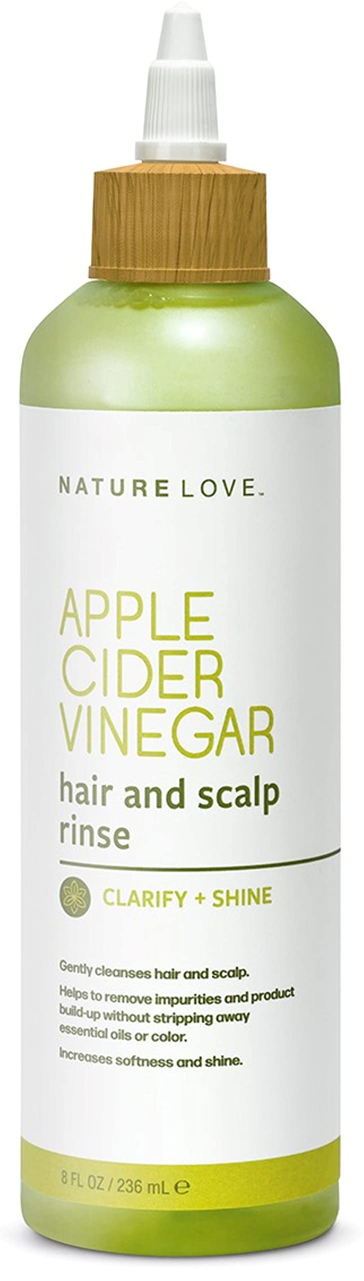 Nature Love Apple Cider Vinegar Hair and Scalp Rinse | Clarify + Shine | Revitalize Hair and Scalp | Purifies Without Stripping | Paraben Free, Cruelty Free, Made in USA (8.5 oz) Green