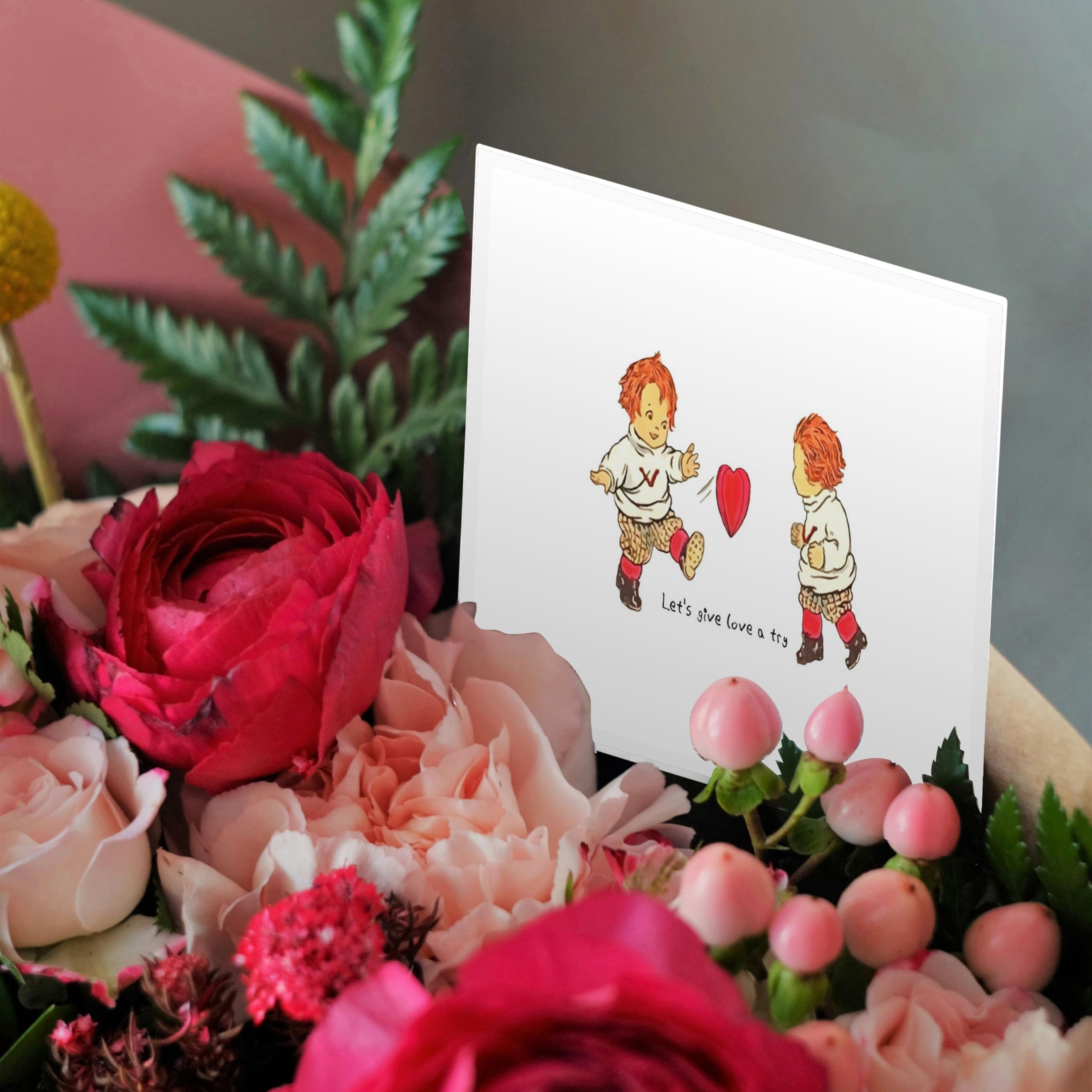 3dRose Greeting Card - Let Us Give Love A Try Vintage Rugby Valentine - Vector Art - Rugby Valentine