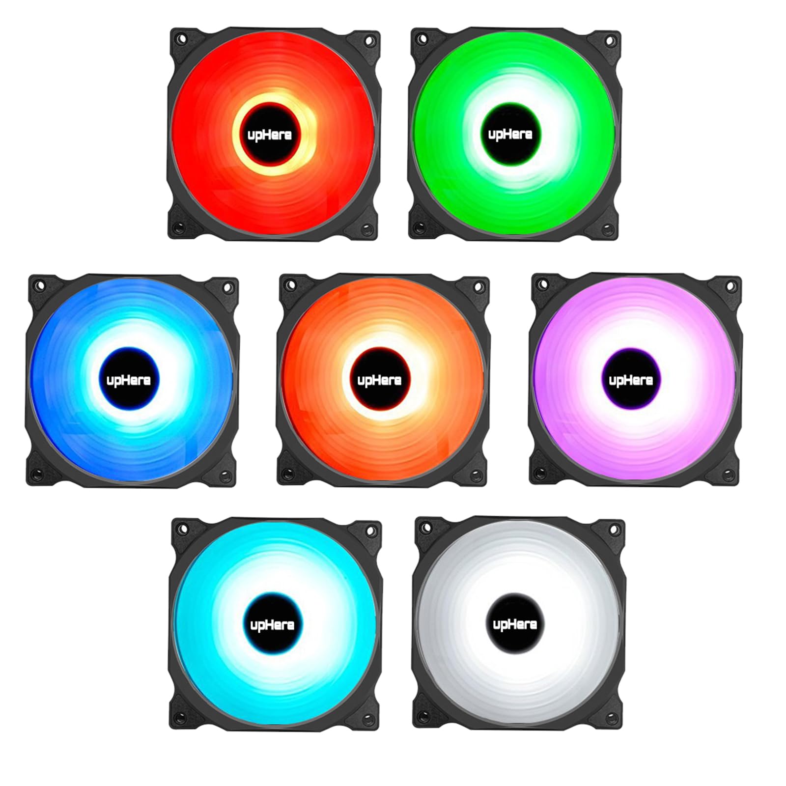 upHere RGB LED 120mm Case Fan,Quiet Edition High Airflow Adjustable Color LED Case Fan for PC Cases, CPU Coolers,Radiators System,5-Pack / C8123