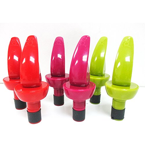 6 Wine Bottle Stoppers Preserver Vacuum Sealer Expanding Cork Joie Airtight Top