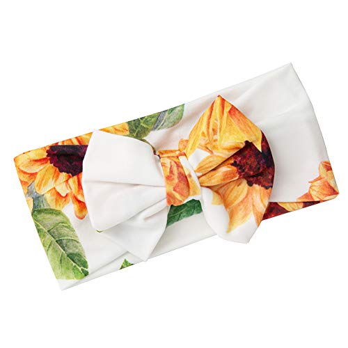 Galabloomer Newborn Sunflower Receiving Blanket Headband Set Baby Flower Rose Swaddle with Big Bow