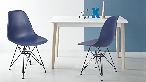 GIA Contemporary Armless Dining Chair, Qty of 1, Blue Seat with Black Metal Legs