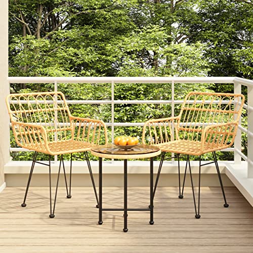 Camerina 3 Piece Patio Dining Set Outdoor Patio Dining Set Outdoor Patio Furniture Patio Set Patio Table and Chairs Set Poly Rattan 3157829