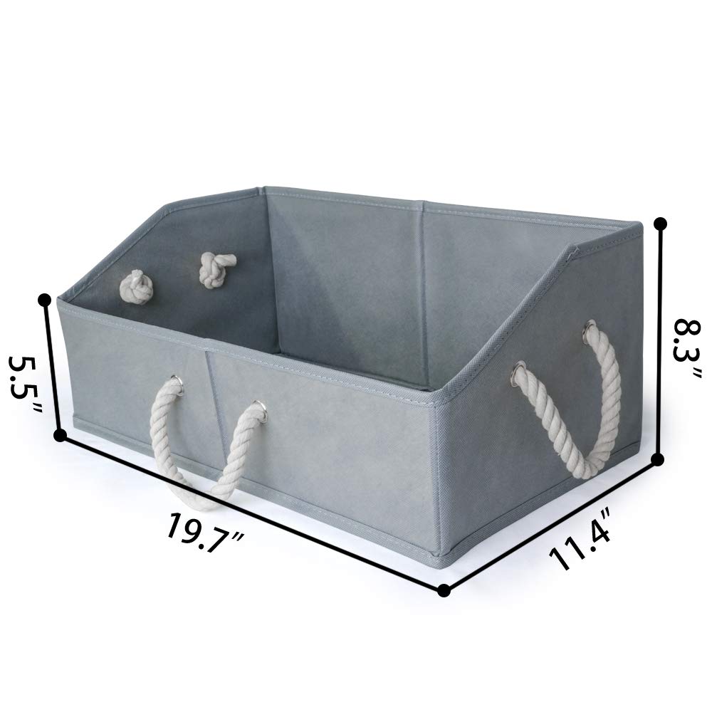 3 Closet Organizers and Storage Bins, Fabric Organizing Box Cubes, Decorative Laundry Baskets, Collapsible and Foldable, Heavy Duty Toy Shelves for Kids, Trapezoid, Gray, 19β Wide