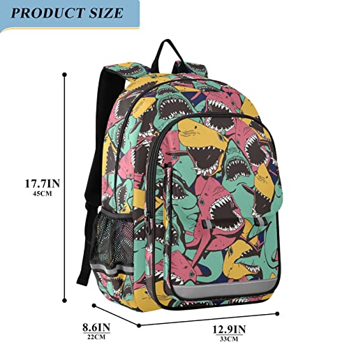 ALAZA Angry Shark Sea Animal Laptop Backpack Purse for Women Men Travel Bag Casual Daypack with Compartment & Multiple Pockets