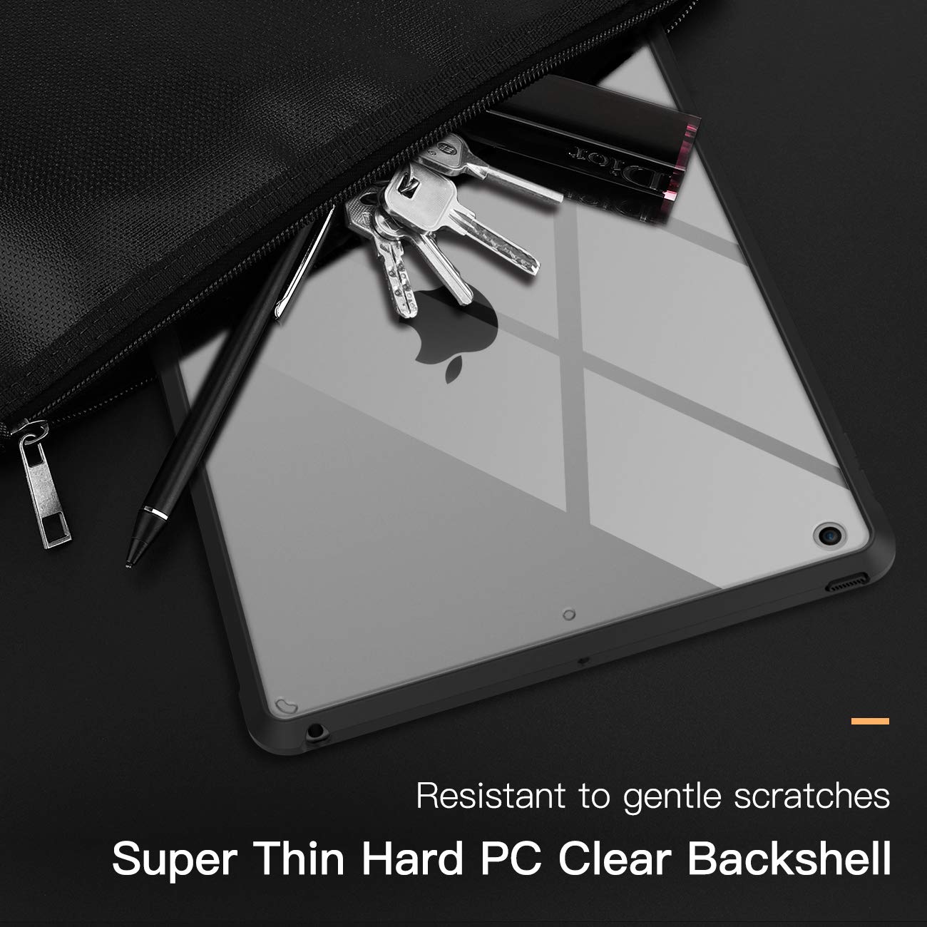 TiMOVO Case for New iPad 9th Generation 2021/8th Gen 2020/7th Gen 2019, Ultra Slim Lightweight Shock Absorbant Flexible TPU Air-Pillow Edge Protective Clear Case for iPad 10.2" case, Black