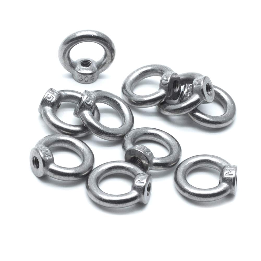 Sscon 10Pcs M5 Ring Shape Lifting Eye Nuts 304 Stainless Steel Threaded Nuts