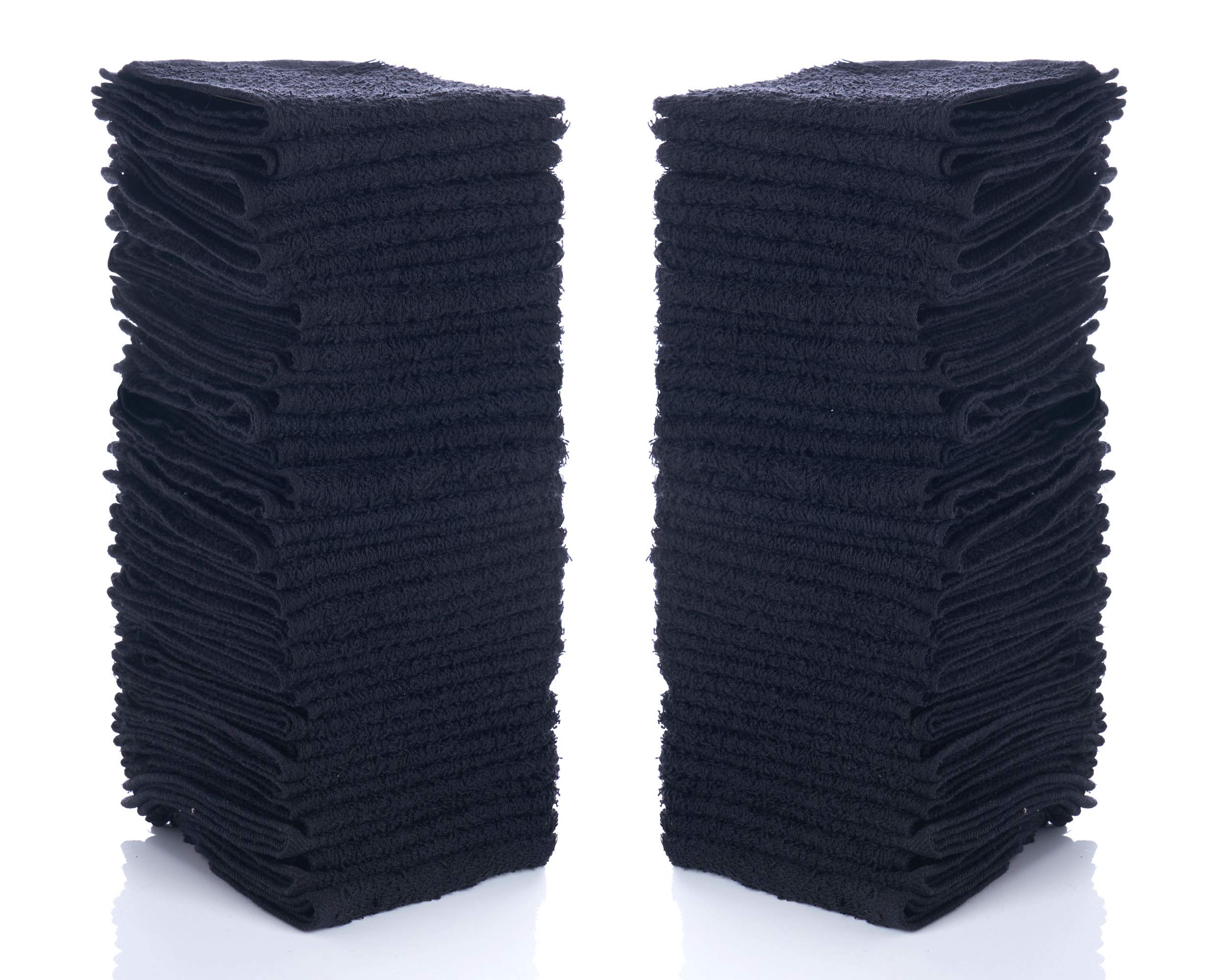 SIMPLI-MAGIC 79217 Black Cotton Washcloths, 12" x 12", 24 Pack
