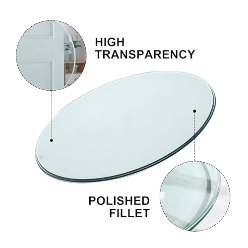 48 inch Clear Round Glass Top, 3/8" Thick Tempered Table Top with Pencil Polished Edge, Transparent Flat Circular Sheet for Dining Table, Coffee Table, Restaurant Table