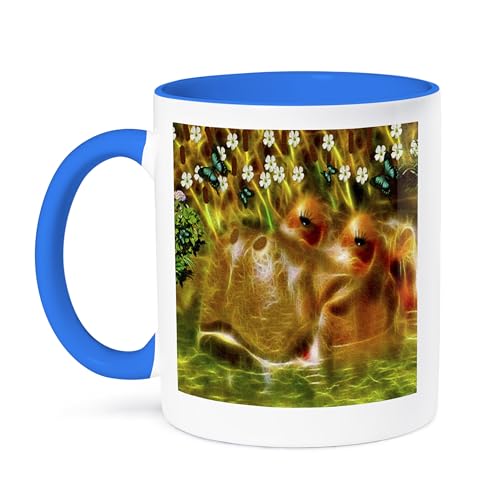 3dRose Henry Hippo-Two Tone Blue Mug, 11-Ounce, Multicolored