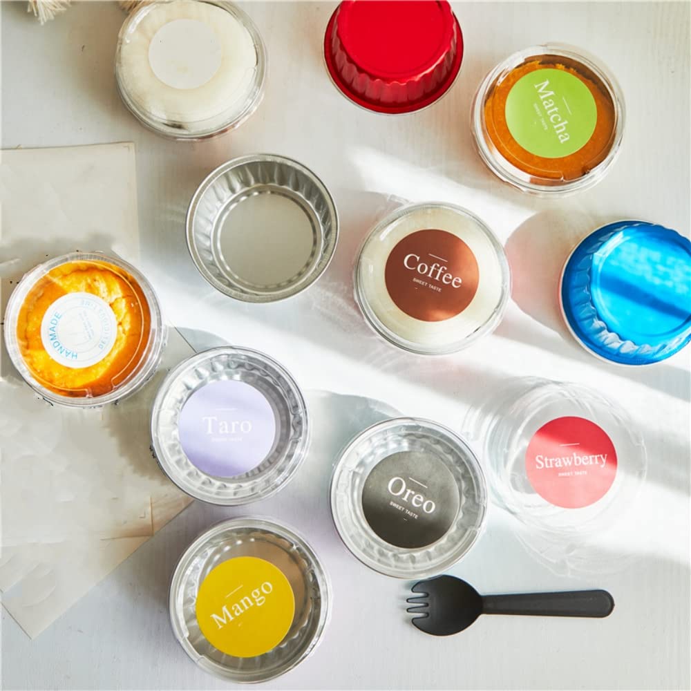 50 sets of pudding cups,Mini Muffin Liners with Lids,cake molds,air fryer special bowls, tin paper boxes,Cupcake Baking Pans,tin paper boxes,Round Foil Cupcake Cups Foil Baking Cups for Cake Bakery