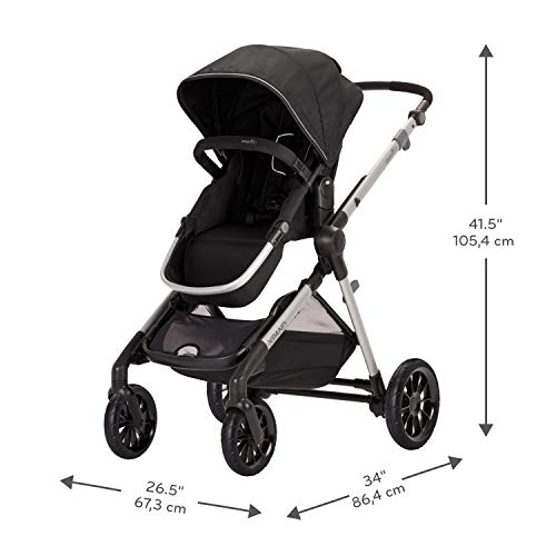 Evenflo Pivot Xpand Modular Stroller, Baby Stroller, 4 Modes, Durable Construction, Extra-Large Storage Basket, Compact Folding Design, 55-lb Capacity, Stallion Black-1 Count (Pack of 1)