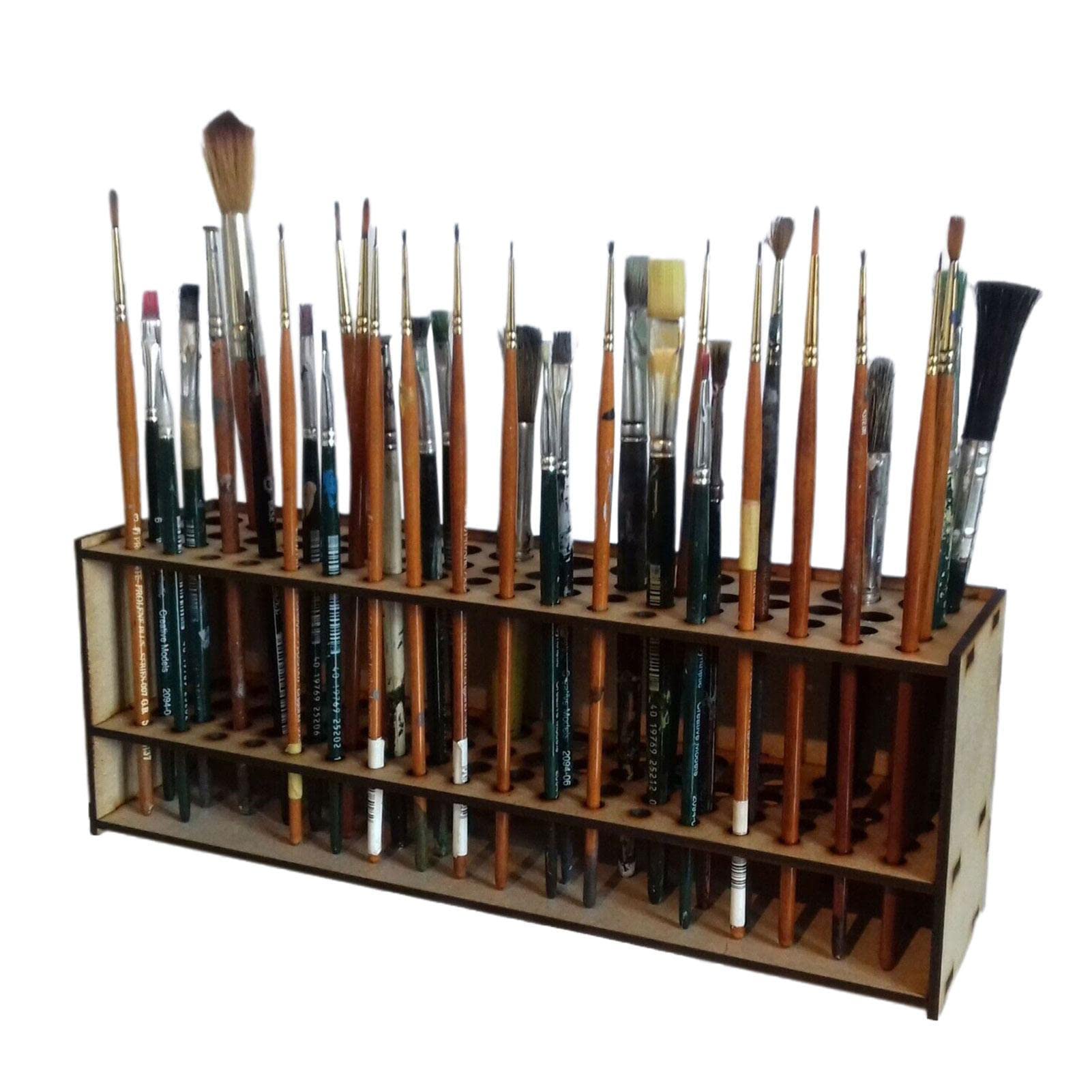 Artist Paint Brush Holder, Paint Brush Organizer, 67 Holes Wooden Paint Brush Holder Stand, Desk Watercolor Brush Organizer, Desk Paintbrush Holding Stand, Wall Mount Rack for Paint Brushes and Marker