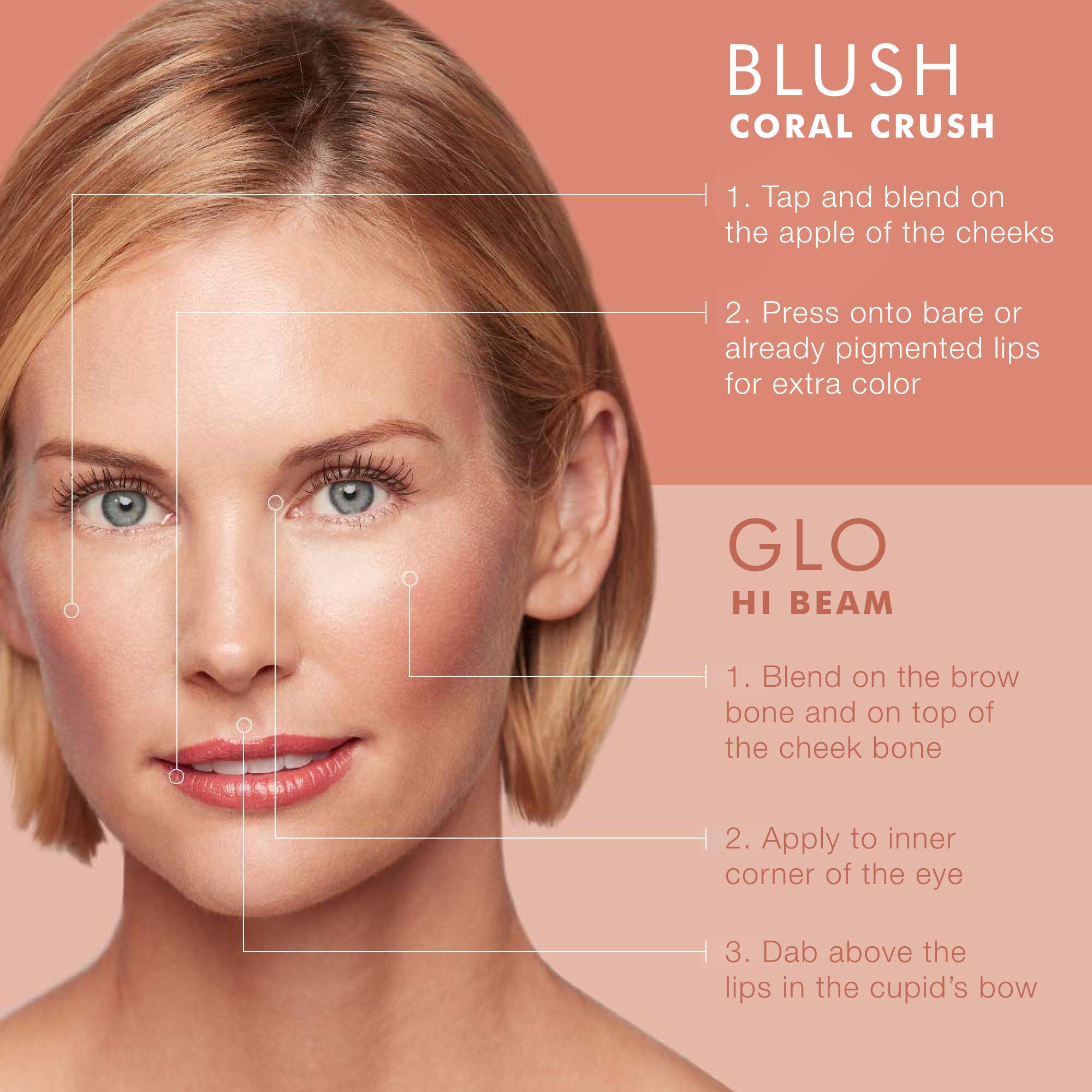 Beauty For Real Blush + Glo, In the Pink + Get Lit - Blush + Highlighter Stick - Cream-to-Powder Mineral Formula - Provides All Day Wear - Organic, Vegan - 0.32 oz