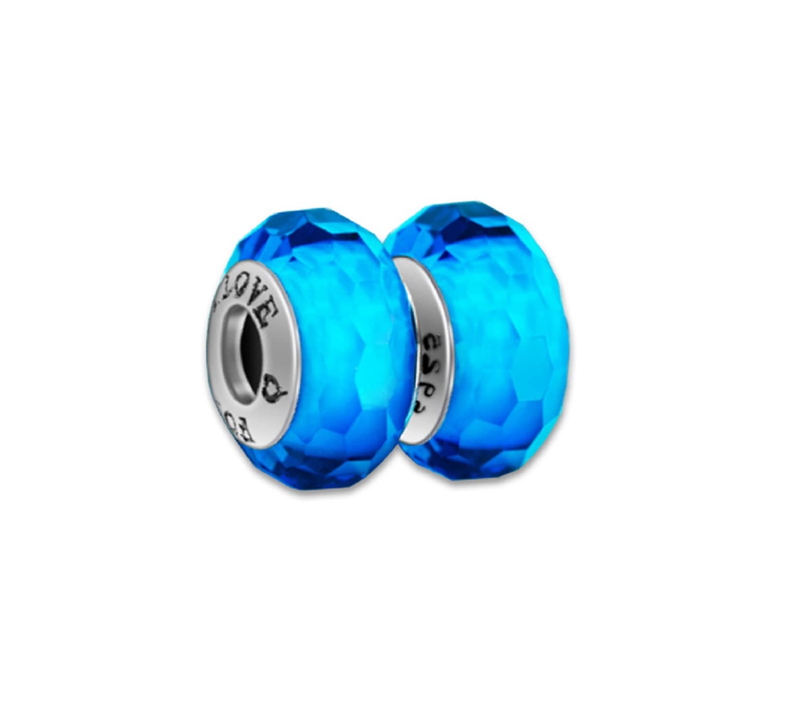 2Pcs Sterling Silver 925 Murano Charms Fit Pandora Bracelet&Necklace Original Diy Sky Blue Clear Beads With Gift Box