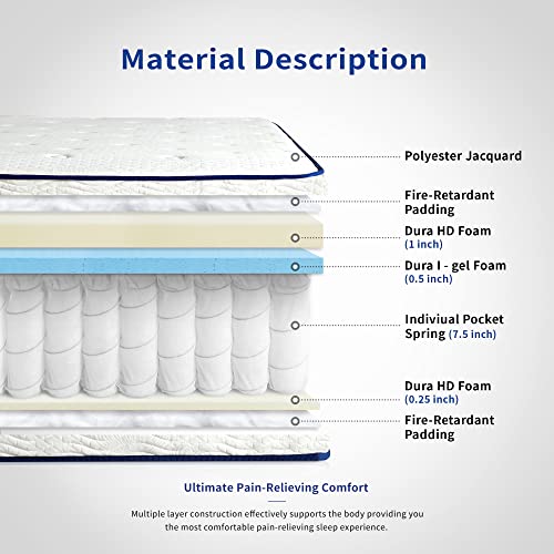 Olee Sleep 9 Inch Breeze Gel Infused Memory Foam Innerspring Mattress, Mattress In a Box, CertiPUR-US Certified, King