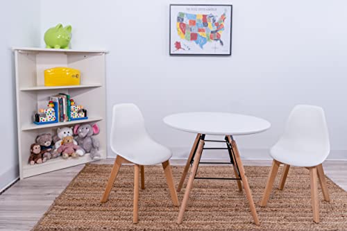 Gift Mark Round Table with 2 Modern Chairs – Simple Aesthetic White Round Desk with 2 armless White Chairs